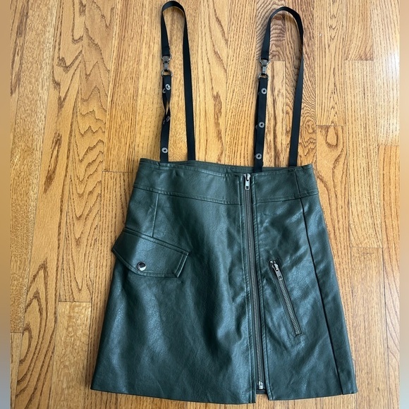 SEEK THE LABEL | Skirts | Seek The Label Suspenders Green Faux Leather ...